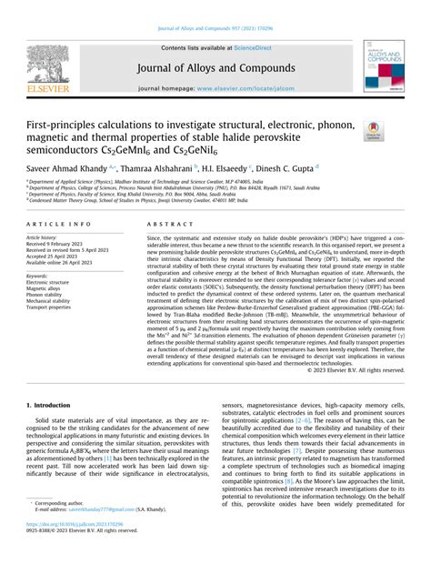 Pdf First Principles Calculations To Investigate Structural