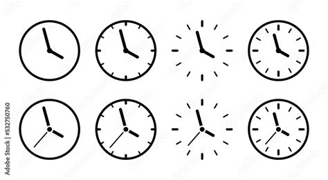Time Clock Icon Set Analog Clock Symbols Simple Flat Vector Icons Stock Vector Adobe Stock
