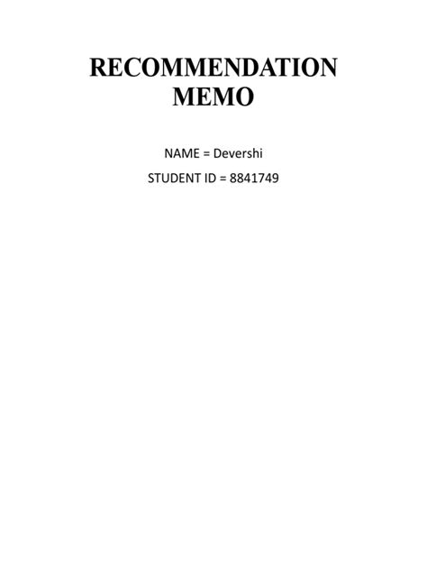 59 Recommendation Memo Devershi Pdf Economies Business
