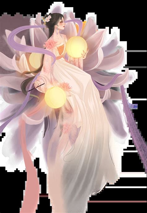 中秋元素素材祥云嫦娥装饰png免扣 ♥⺌恋蝶︶ㄣ设计 花瓣网