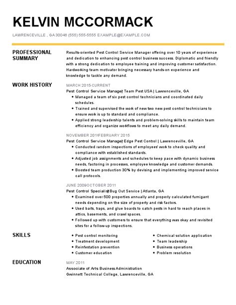 Professional Pest Control Resume Examples For 2022 LiveCareer
