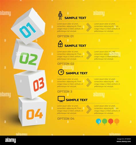 Infographic Design Concept With 3d Cubes Text Line Icons And Four