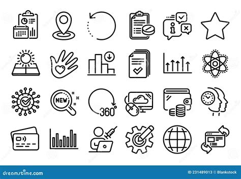 Vector Set Of New Products Decreasing Graph And Bar Diagram Line Icons Set Vector