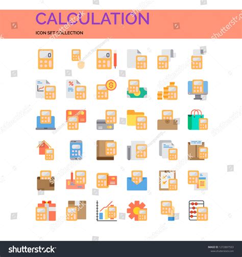 Calculation Icons Set Ui Pixel Perfect Stock Vector Royalty Free 1272887593 Shutterstock