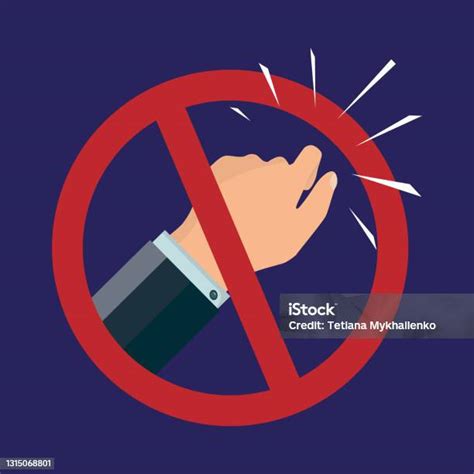 노크 기호가 없습니다 문을 두드리지 마십시오 사업가 손 그만 침묵 스티커 금지 기호 파란색 배경에 격리됩니다 벡터 노크하기에 대한 스톡 벡터 아트 및 기타 이미지 Istock