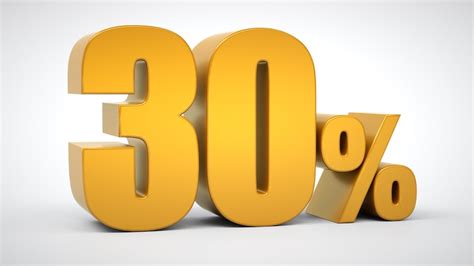 30 Fora De Venda Porcentagem De Ouro Isolada Em Fundo Branco