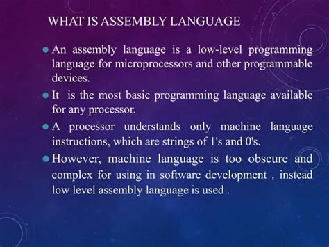 Assembly Language Chapter 1pptxassembly Language Chapte Ppt