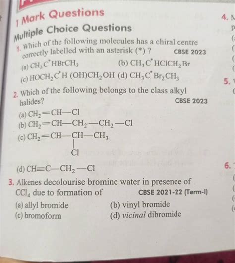 which of the following belongs to the class alkyl halides cbse 2023
