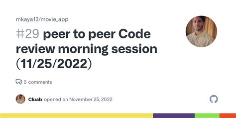 Peer To Peer Code Review Morning Session 11 25 2022 · Issue 29 · Mkaya13 Movie App · Github