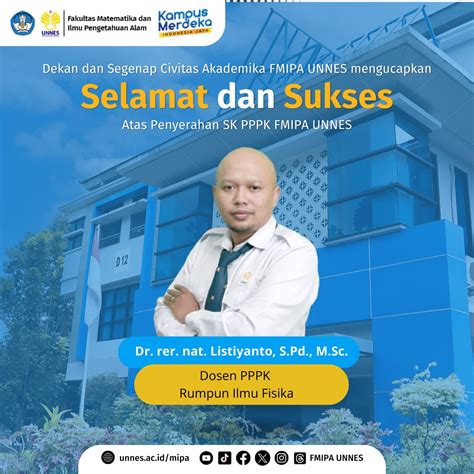 Selamat Dan Sukses Atas Penyerahan Sk Pppk Fmipa Unnes Dr Rer Nat