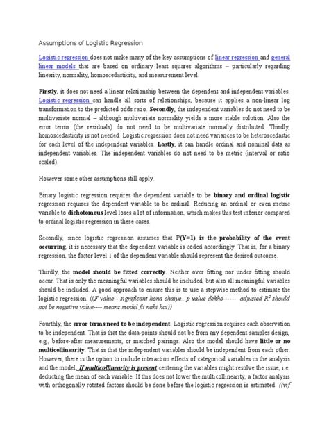 assumptions of logistic regression pdf logistic regression
