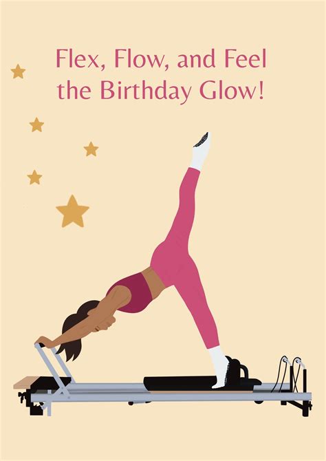 Happy Birthday Pilates Card Pilates Pose Personalisation Print