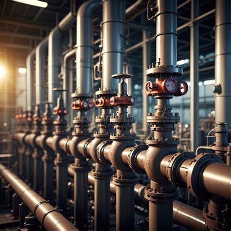 Oil And Gas Processing Plant With Pipe Line Valves Pipelines In A Gas