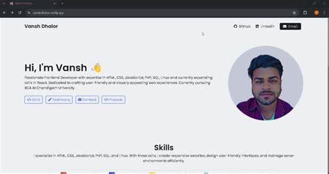 Vansh Dhalor On Linkedin Portfolio Site Welcome To My Personal