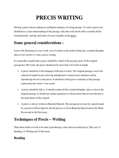 Precis Writing Pdf