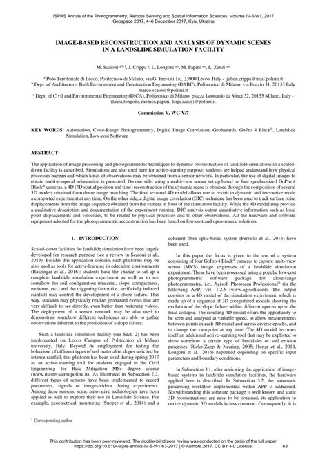 Pdf Image Based Reconstruction And Analysis Of Dynamic Scenes In A