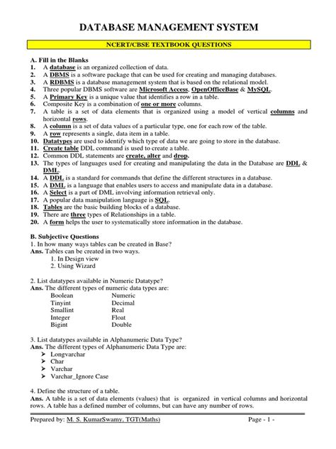03 Database Management System Important Questions Answers Pdf Relational Database Databases