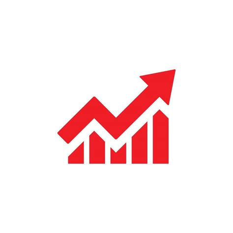 Single Red Vector Arrow Growing Pointing Up On Chart Graph Bars Icon