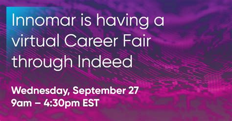 We Are Having A Virtual Career Fair Through Indeed On Wednesday September 27th From 9am 4 30pm