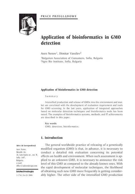 Pdf Application Of Bioinformatics In Gmo Detectionapplication Of