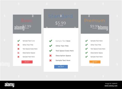 Template Design Ux Ui Price List Landing Page Website Product Package Price Box And Button Buy