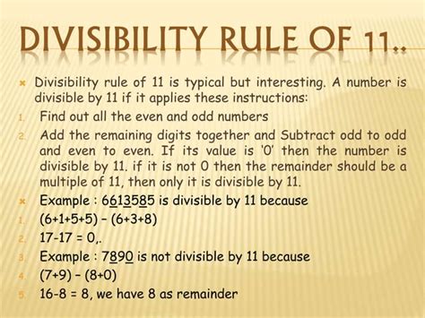 Mathematics Divisibility Rules From To PPTX