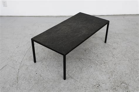 Artimeta Rectangle Coffee Table With Stone Top And Black Enameled Frame
