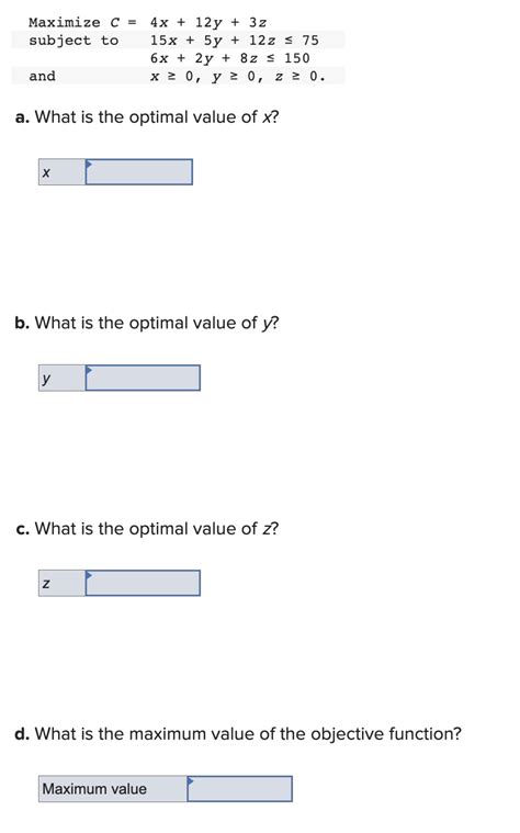 Solved Maximize C Subject To And Chegg Com