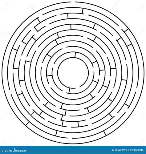 Circle Maze Vector Circular Labyrinth Stock Vector Illustration Of Path Circular 136252495