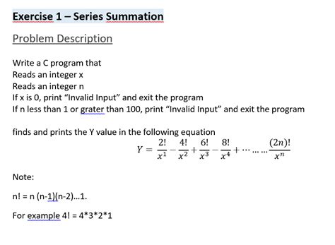Solved Exercise 1 Series Summation Problem Description Write