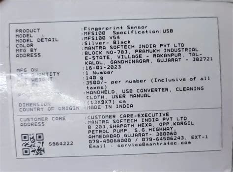 Sensor Type Optical Sensors Mantra Mfs 100 Fingerprint Scanner At ₹ 1600 Piece In New Delhi