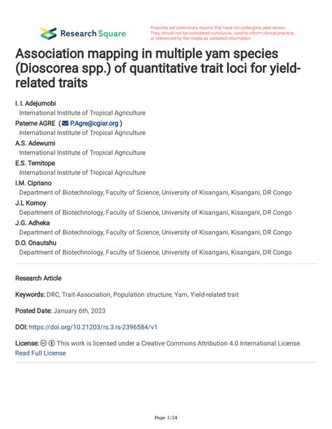 Pdf Association Mapping In Multiple Yam Species Dioscorea Spp Of