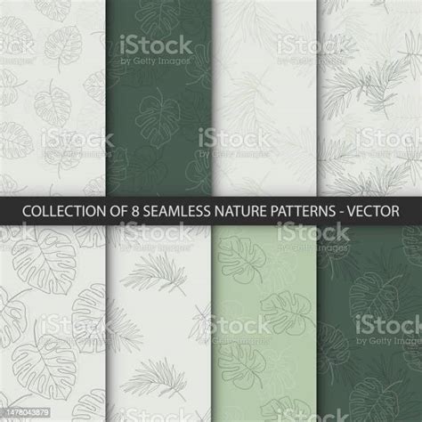 매끄러운 섬세한 열대 패턴의 컬렉션입니다 여름 이국적인 정글 식물 야자 잎입니다 녹색 파스텔 색상의 꽃 벡터 질감 자연 벽지 0