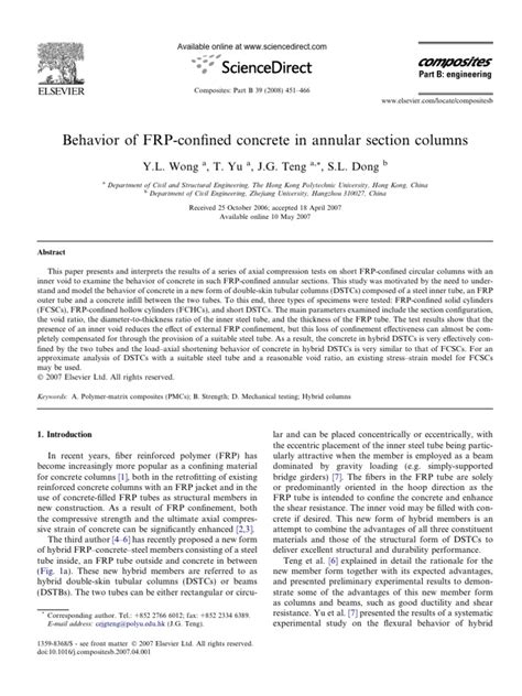 7 Behavior Of Frp Confined Concrete In Annular Section Columns Pdf Strength Of Materials
