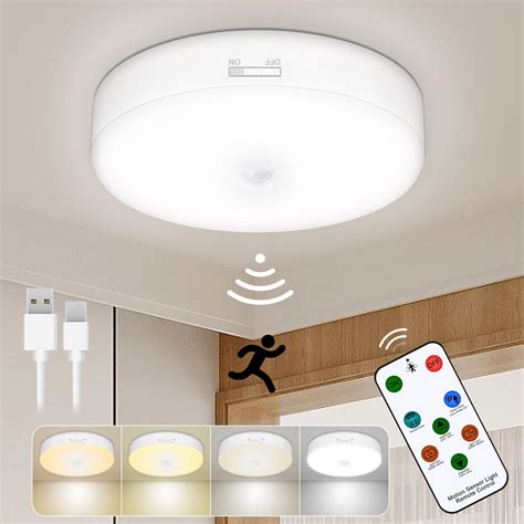 Toowell Rechargeable Motion Sensor Light With Remote Battery Operated Ceiling Light 5
