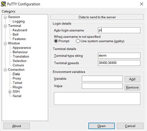 Configuring PuTTY Robotics Programming