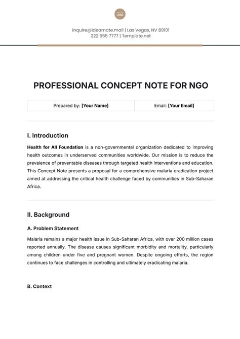 Free Concept Note Templates Editable And Printable