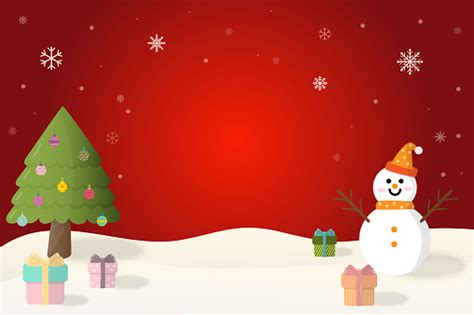 메리 크리스마스와 새해 복 설 날 눈사람 붉은 배경에 겨울에 크리스마스 트리와 크리스마스 선물 0명에 대한 스톡 벡터 아트 및 기타 이미지 Istock