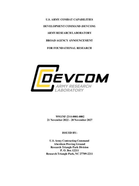 fillable online devcom army research laboratory broad fax email