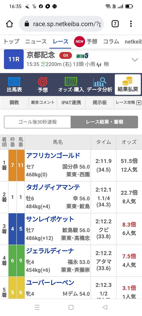 京都記念。阪神2200。ユーバーレーベン軸でよいかな？→アフリカンゴールドだよん。 中央競馬重賞回顧