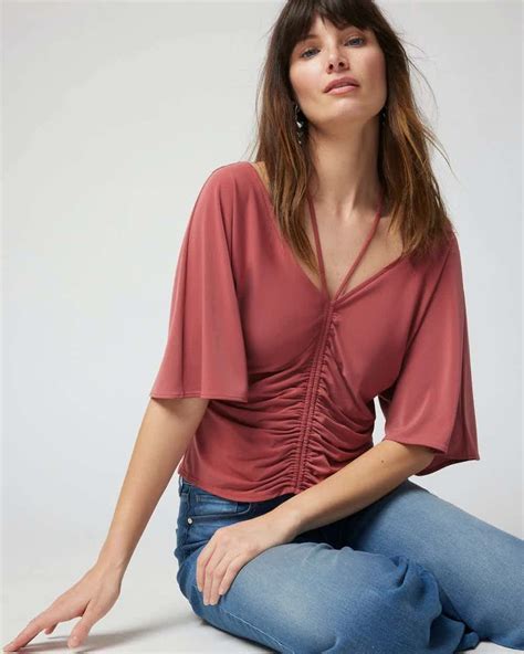 Matte Jersey Ruched Front Top White House Black Market