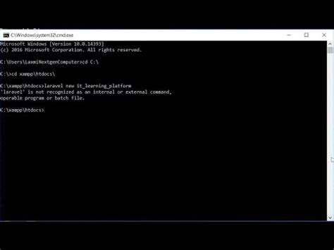 Fixed Laravel Is Not Recognized As Internal Or External Command And Create New Project In