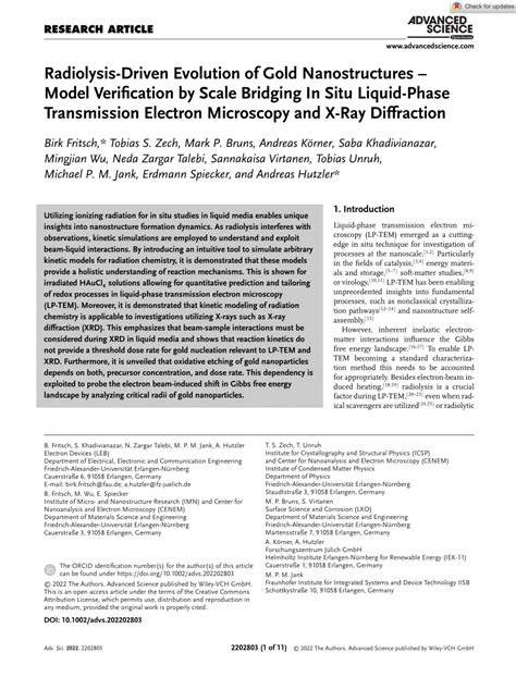 Pdf Radiolysis Driven Evolution Of Gold Nanostructures Model