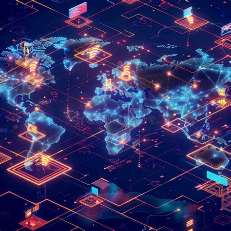 Digital World Map With Glowing Connections And Data Streams Representing Global Connectivity