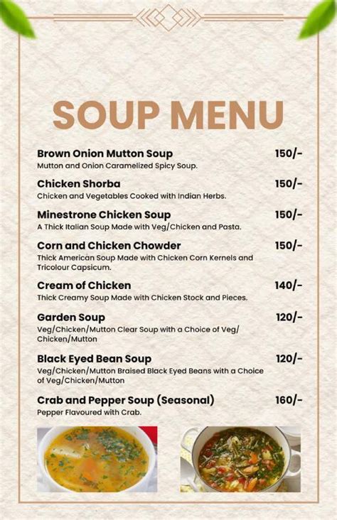 Simple Soup Menu Template For Your Soup Offerings