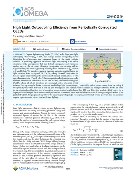 Pdf High Light Outcoupling Efficiency From Periodically Corrugated