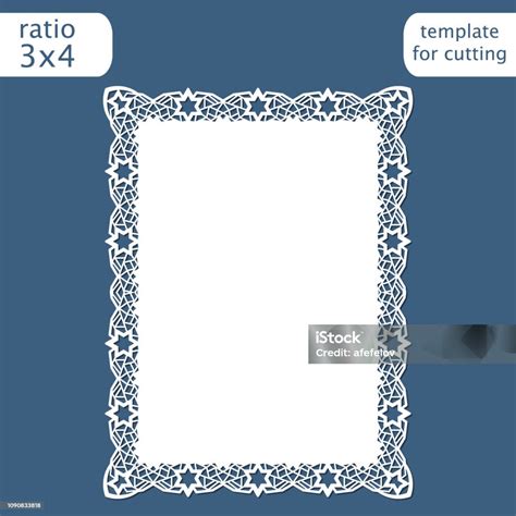오픈 워크 테두리레이저 컷 웨딩 초대 장 카드 템플릿 레이스 패턴으로 종이 카드를 잘라냅니다 플로터를 절단하는 인사말 카드 템플릿입니다 벡터 결혼식에 대한 스톡 벡터 아트