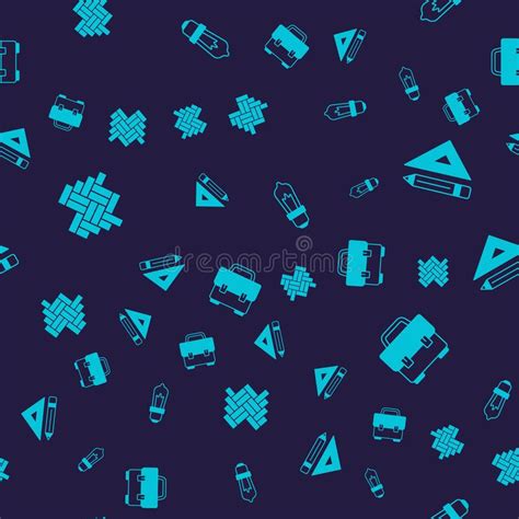 Set Parquet Triangular Ruler And Pencil Light Bulb And Toolbox On Seamless Pattern Vector