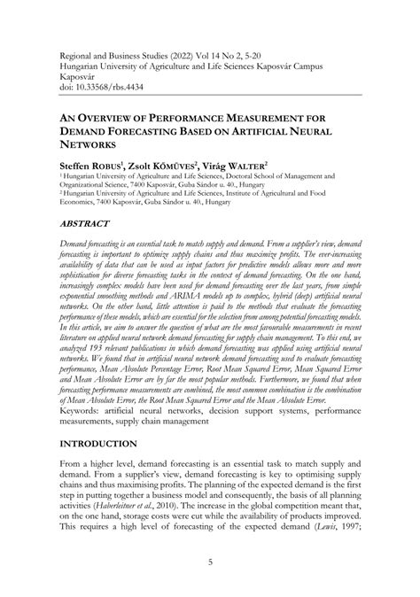 Pdf An Overview Of Performance Measurement For Demand Forecasting Based On Artificial Neural