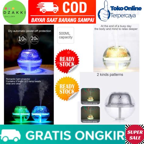 Taffware HUMI Humidifier LED Night Projection Lamp 500ml Air Diffuser Dengan Lampu LED Yang